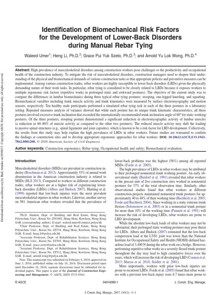 Identification of Biomechanical Risk Factors For The Development of ...