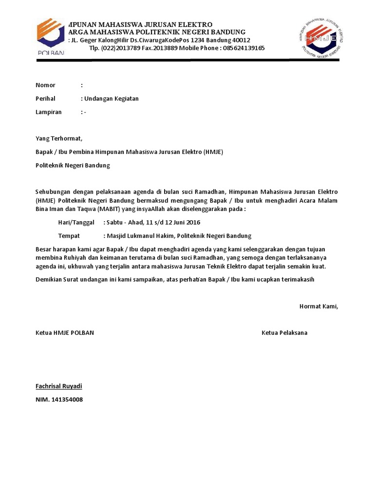 Undangan MABIT HMJE Politeknik Bandung | PDF | Karier & Perkembangan ...