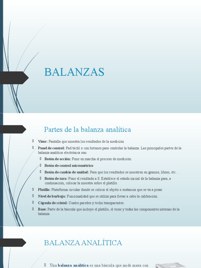 Partes y Uso de Balanza Analítica | PDF | Balanza | Metrología