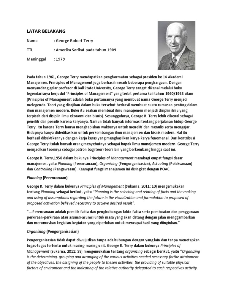 LATAR BLAKANG George R. Terry | PDF
