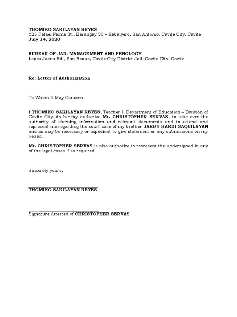 Authorization Letter Case | PDF