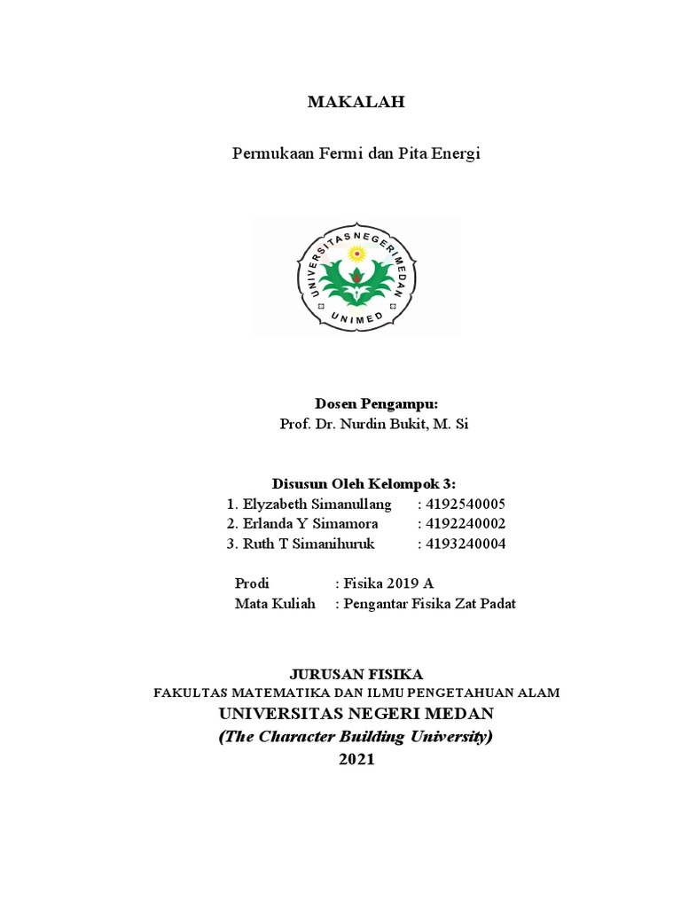 Permukaan Fermi dan Pita Energi Zat Padat | PDF | Metode & Bahan Ajar ...