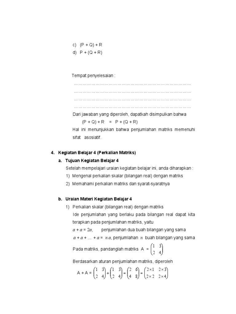 Aturan Perkalian Matriks dan Contoh | PDF | Komputer