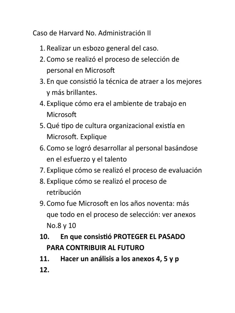 Cuestionario Caso Harvard No 1 Admon II | PDF Cuestionario Caso Harvard No 1 Admon II | PDF