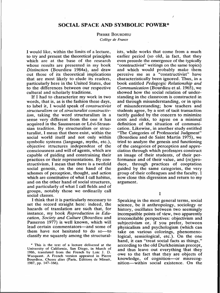 Structural Constructivism: Pierre Bourdieu's Framework for ...