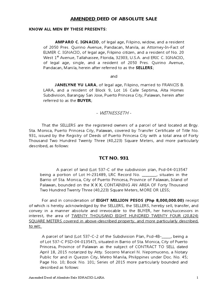 Amended DOAS-right Format | PDF | Civil Law (Common Law) | Property