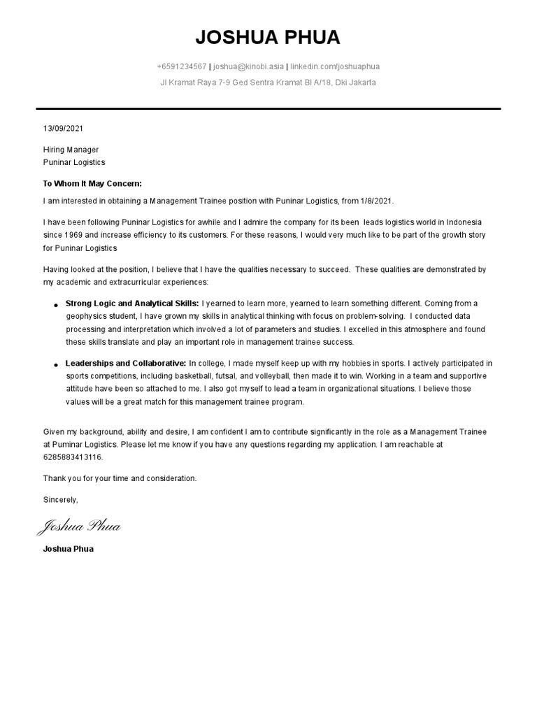 Sofia Farah Diba-Cover-Letter | PDF | Career & Growth