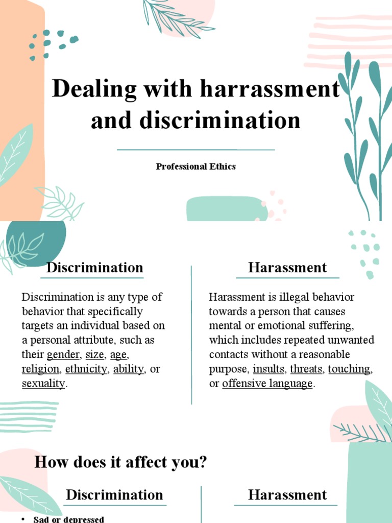 Dealing With Harrassment and Discrimination: Professional Ethics | PDF ...