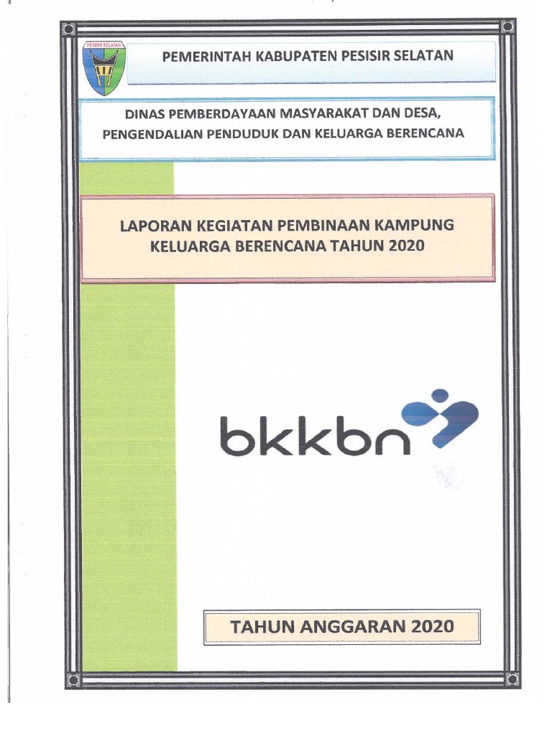 Laporan Kegiatan Pembinaan Kampung KB Tahun 2020 | PDF
