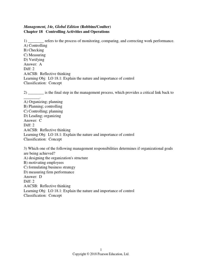 Chapter 18 Controlling Activities and Operations: Management, 14e ...