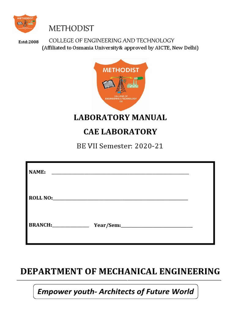 CAE Laboratory Manual for Mechanical Engineering | PDF | Mechanical ...
