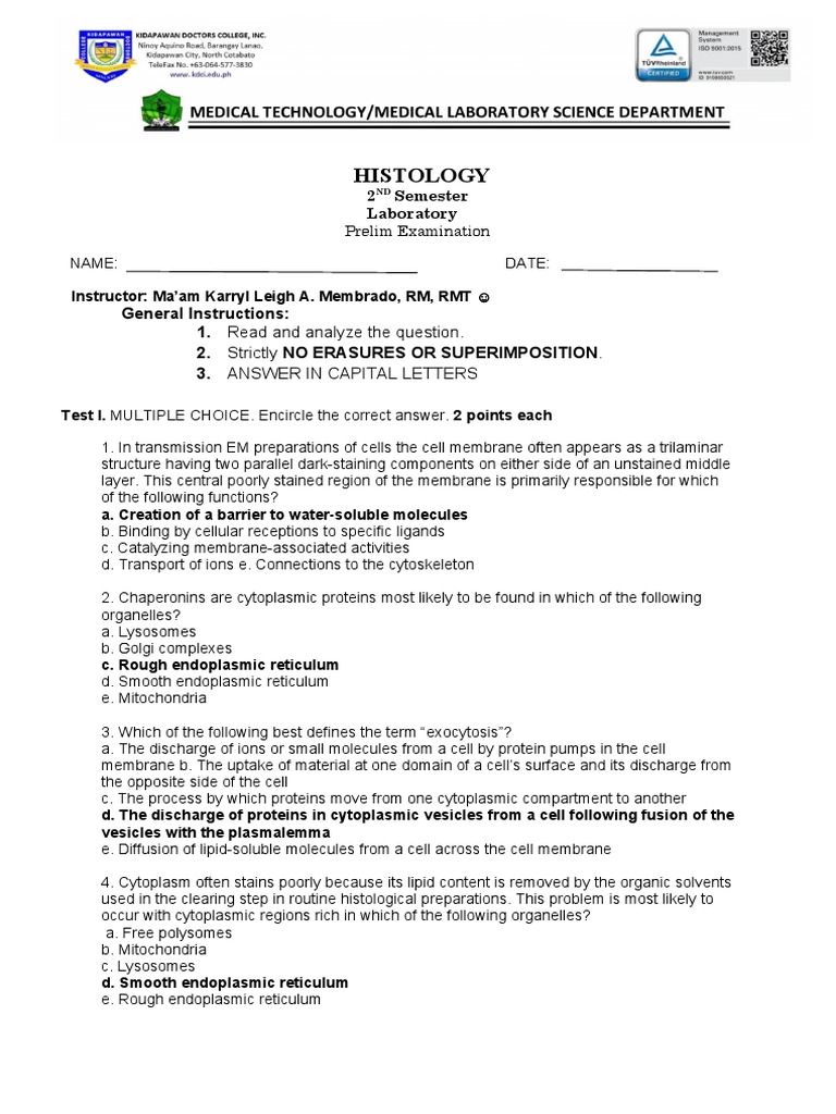 HISTOLOGY Laboratory | PDF | Cell Membrane | Cell (Biology)