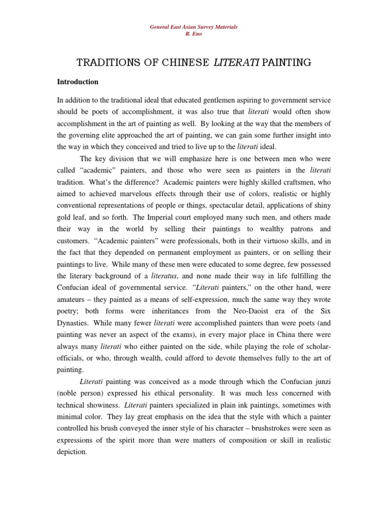 Traditions of Chinese Literati Painting: Literati Painting Was ...