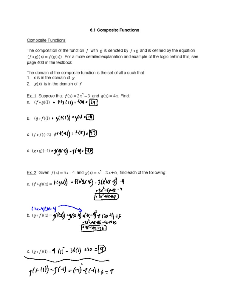 6.1 Composite Functions | PDF | Function (Mathematics) | Domain Of A Function
