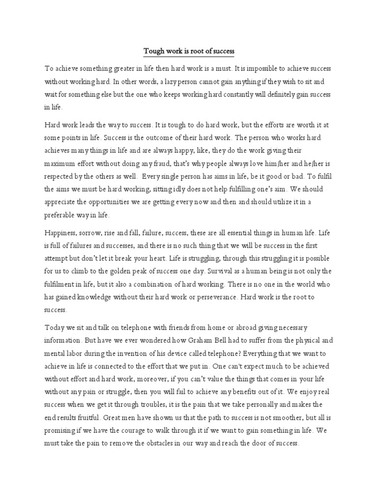 Tough Work Is Root To Success | PDF