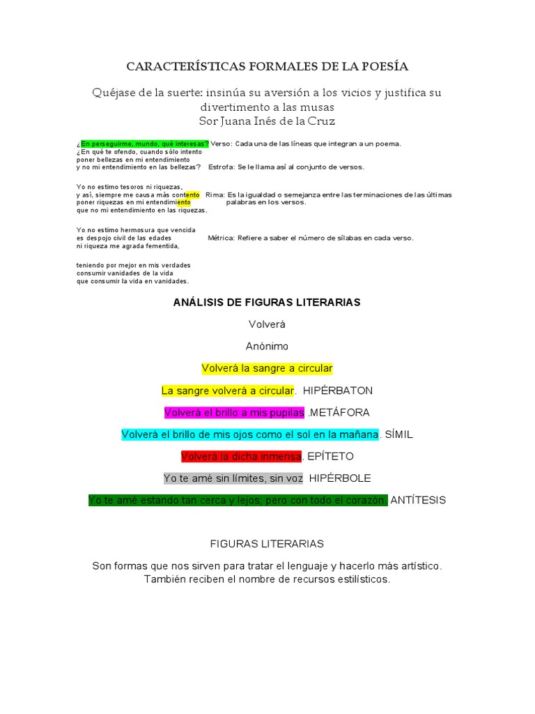 Análisis de La Poesía. Elementos | PDF | Poesía | Metáfora