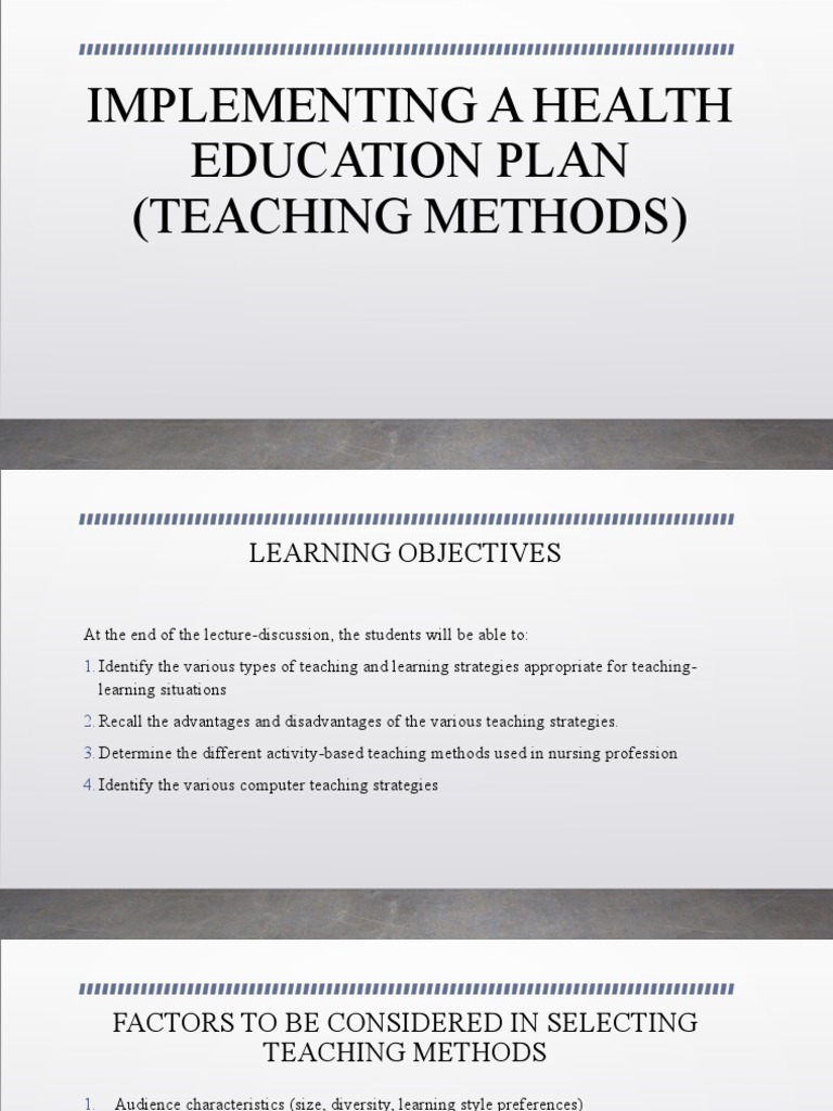Implementing A Health Education Plan (Teaching Methods) | PDF ...