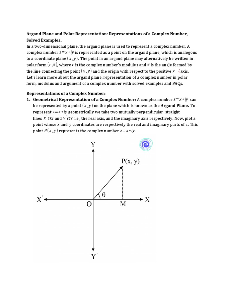 Argand Plane and Polar Representation1 | PDF | Complex Number | Sine