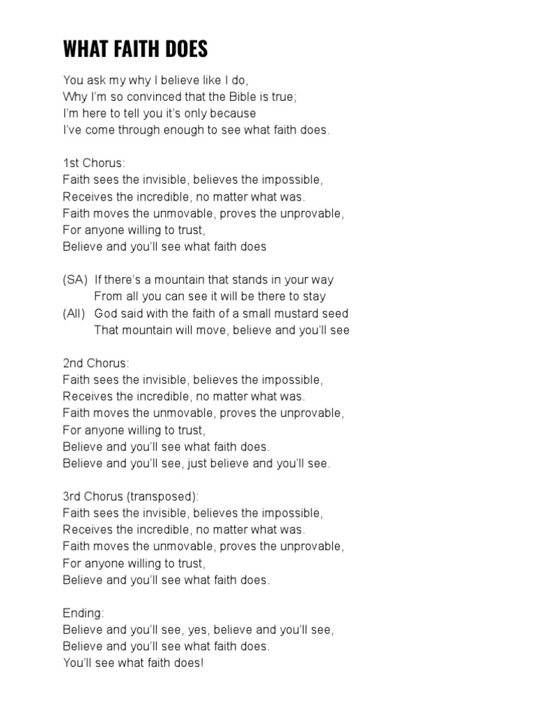 What Faith Does - LYRICS | PDF