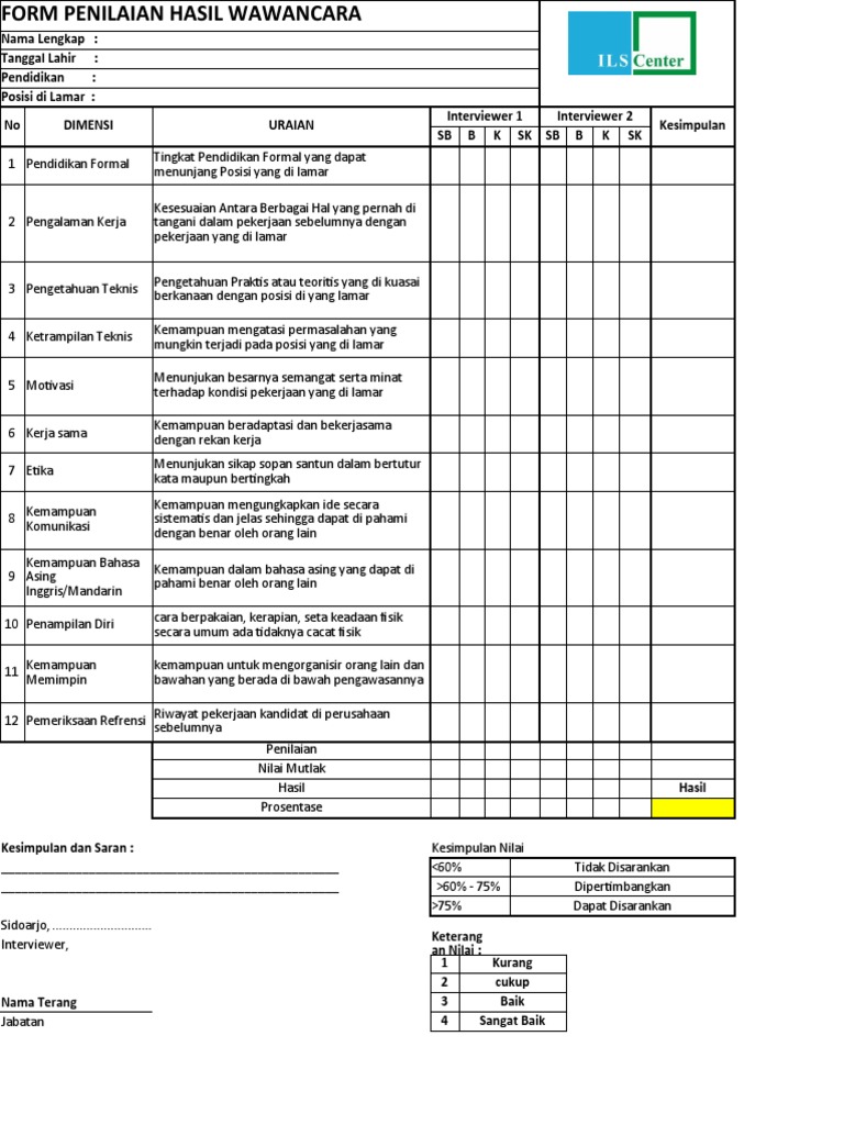 Interview Karyawan Form | PDF