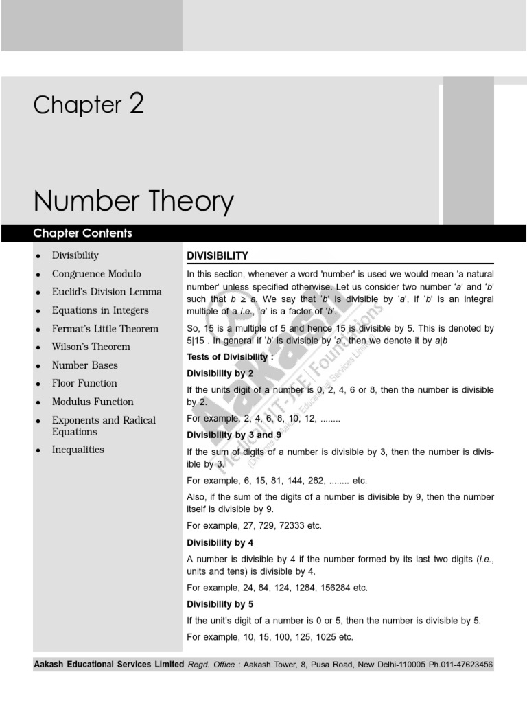 PRMO-2020 - Ch-2 - Number Theory | PDF | Numbers | Abstract Algebra