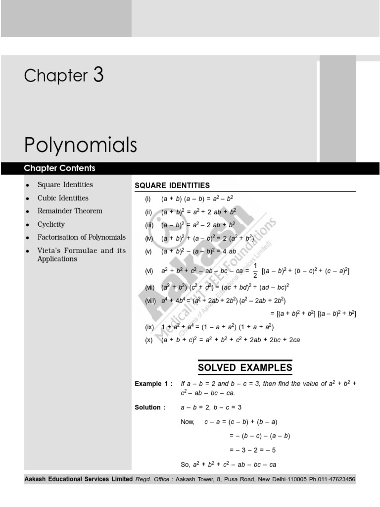Polynomial Identities and Examples | PDF | Zero Of A Function | Equations
