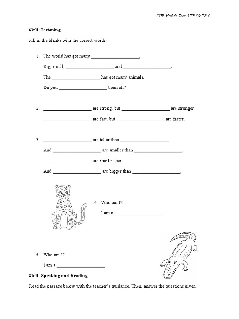 CUP Module Year 3 - TP 3 and 4 | PDF | Linguistics