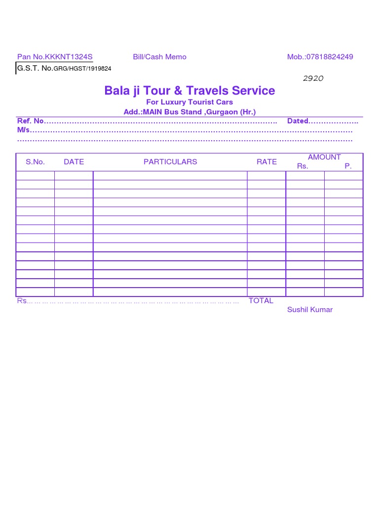 Taxi Bill Format | PDF
