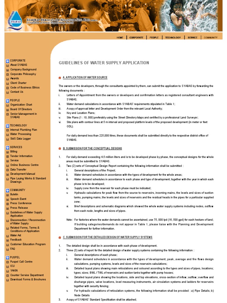 Syabas-Guideline For Water Supply | PDF | Pump | Telemetry