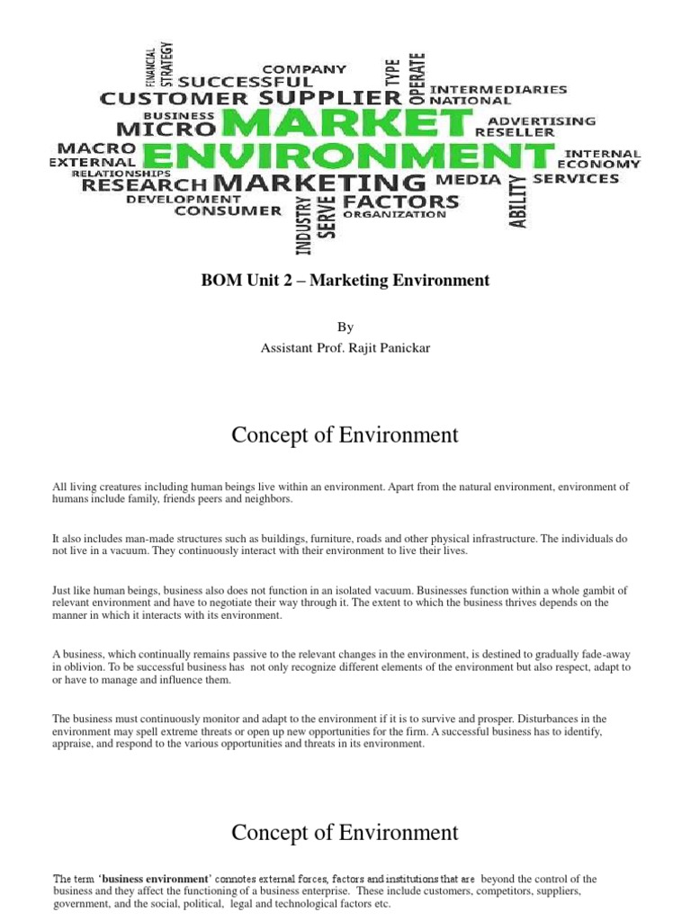 BOM Unit 2 - Marketing Environment | PDF | Macroeconomics | Consumption ...
