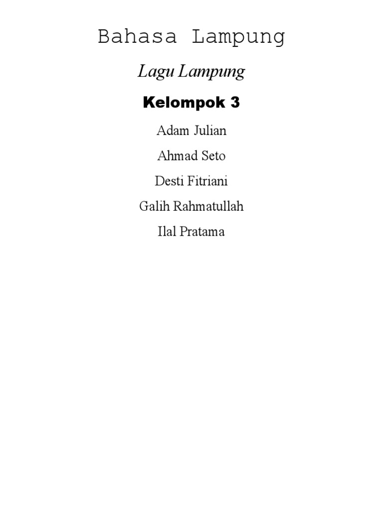 Bahasa Lampung | PDF | Seni & Disiplin Bahasa | Puisi