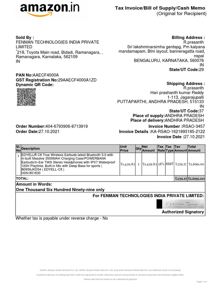 Invoice | PDF | Invoice | Headphones