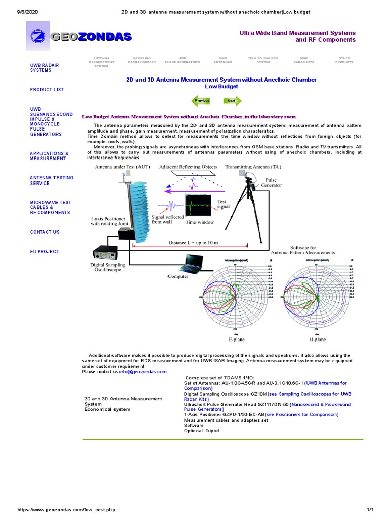 2D and 3D Antenna Measurement System Without Anechoic Chamber - Low ...