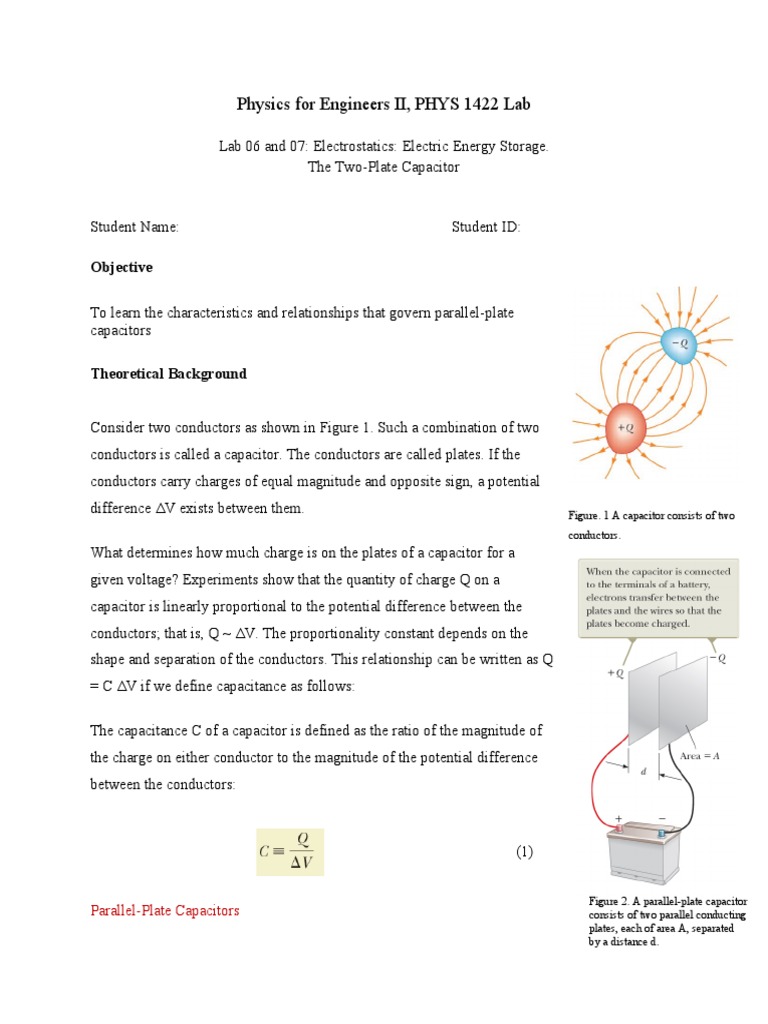 Lab 06 Electrostatic Energy Stored in Capacitors | PDF | Capacitor | Capacitance