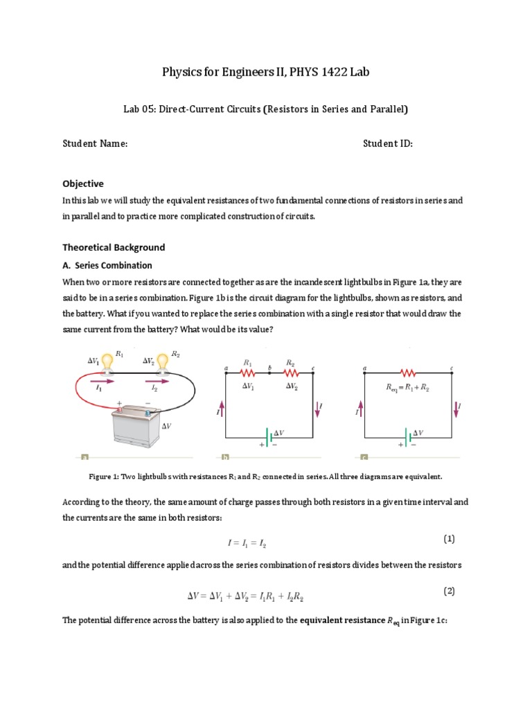 Lab 05 Resistors in Series and Parallel | PDF | Series And Parallel ...