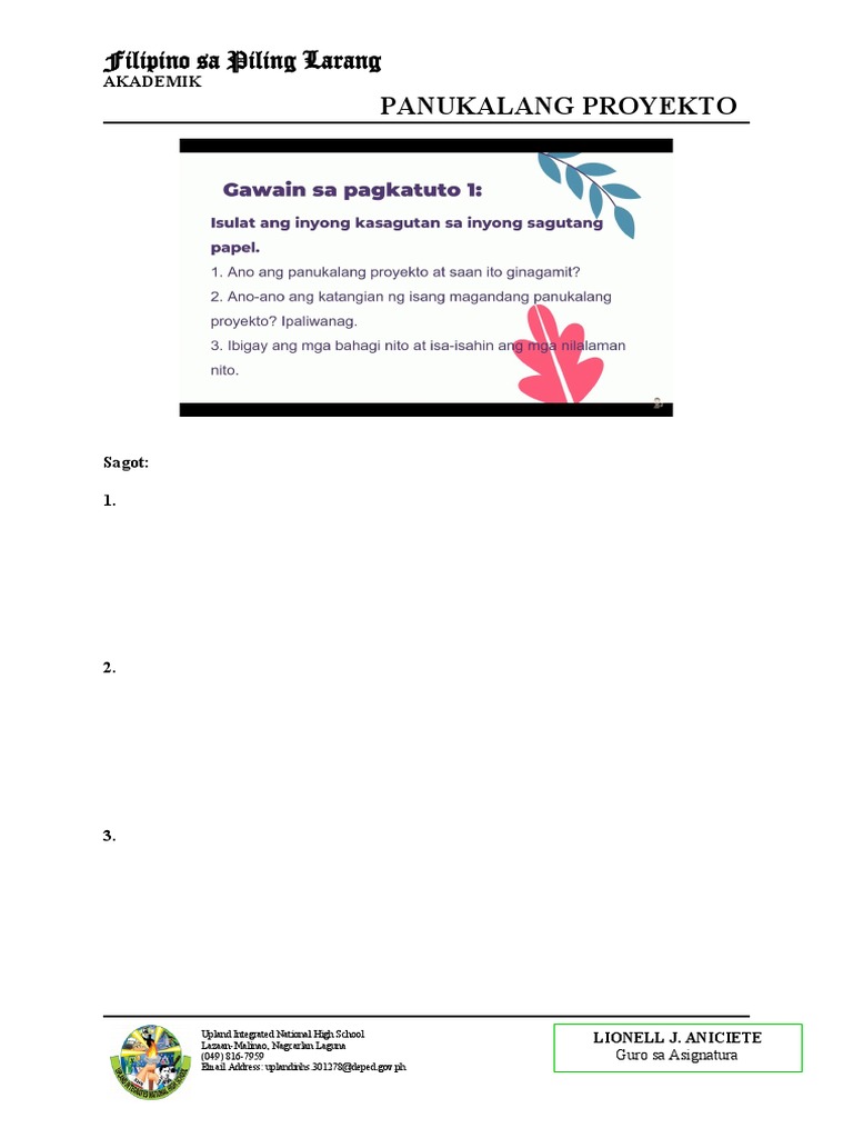 Panukalang Proyekto Standard Format | PDF