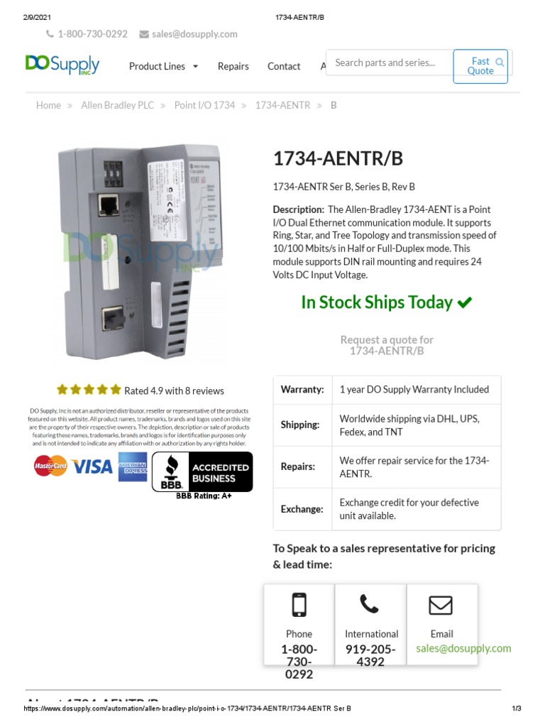 1734-AENTR/B: in Stock Ships Today | PDF | Electrical Engineering ...