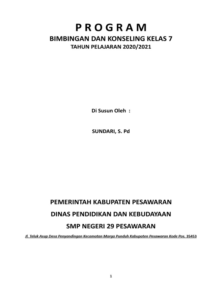 Program BK Kelas 7 2020/2021 | PDF | Karier & Perkembangan