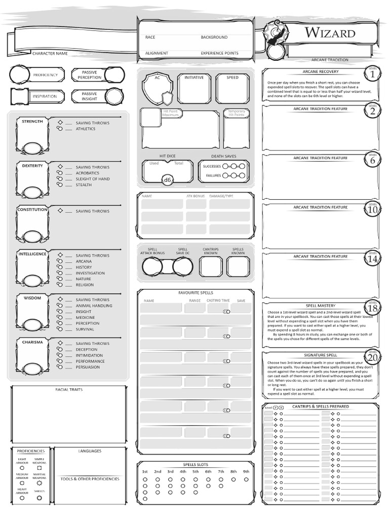 456029-Character Sheet Wizard Fillable | PDF