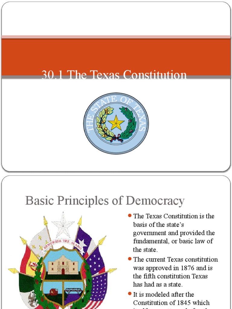 The Texas Constitution | PDF | Separation Of Powers | Constitution