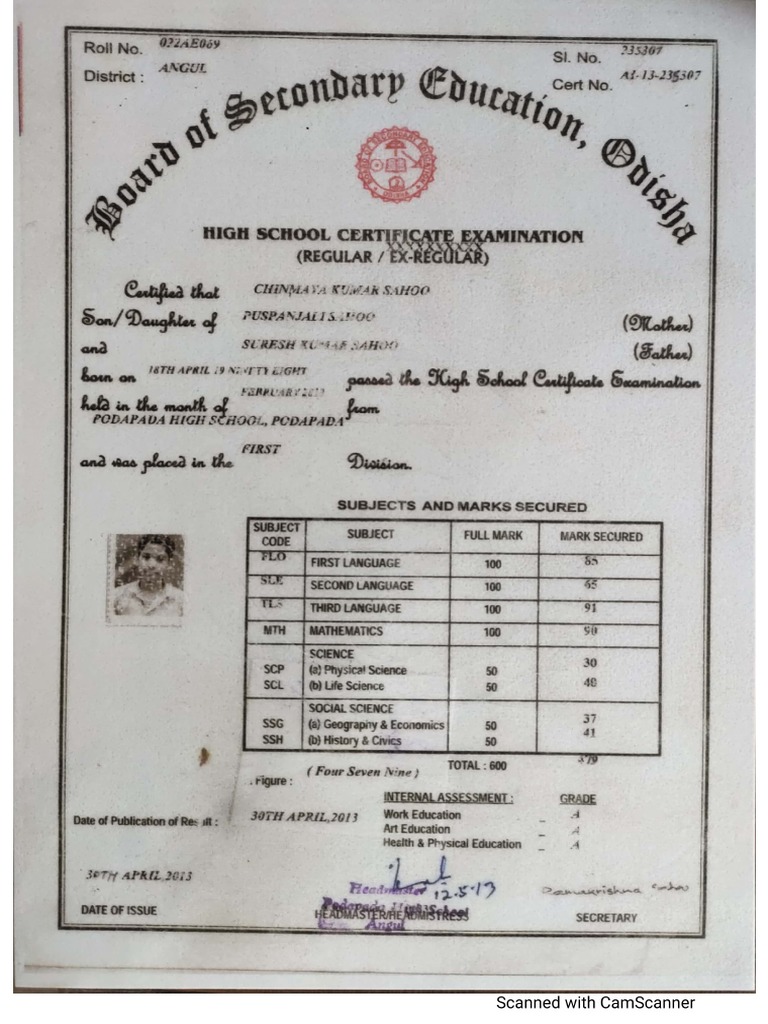 10th Certificate | PDF