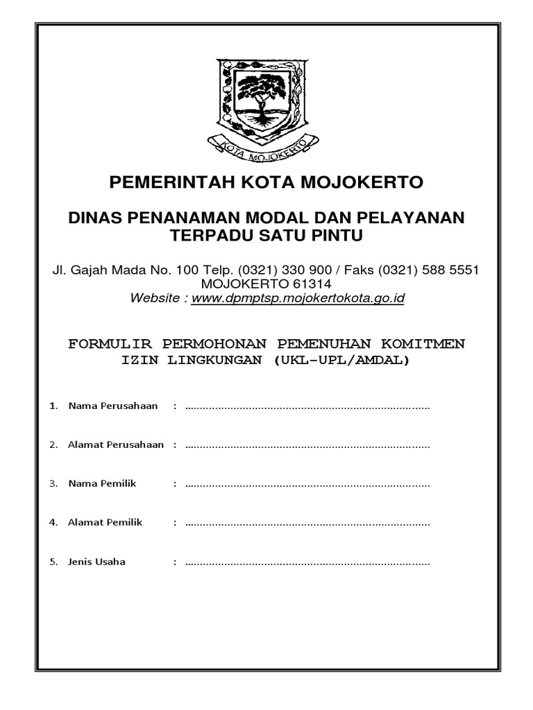 Format-Izin Lingkungan DPMPTSP 2020 | PDF