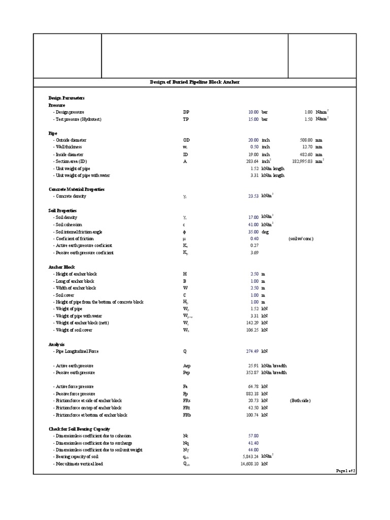 Design of Buried Pipeline Block Anchor | PDF | Pipe (Fluid Conveyance ...