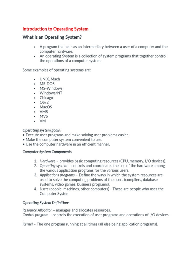 Introduction to Operating Systems | PDF | Scheduling (Computing) | Operating System
