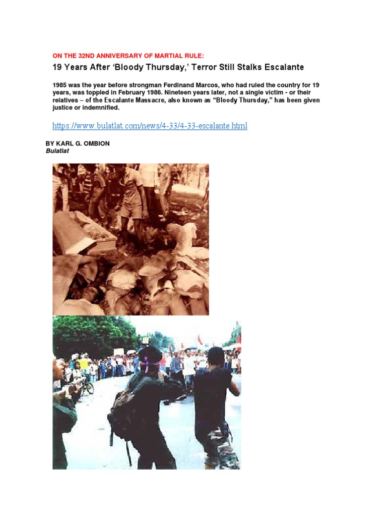 Escalante - On The 32nd Anniversary of Martial Rule | PDF