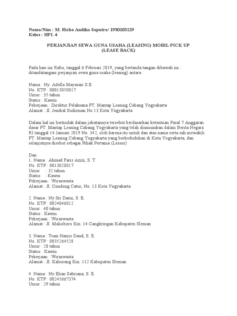 Surat Leasing M. Richo | PDF