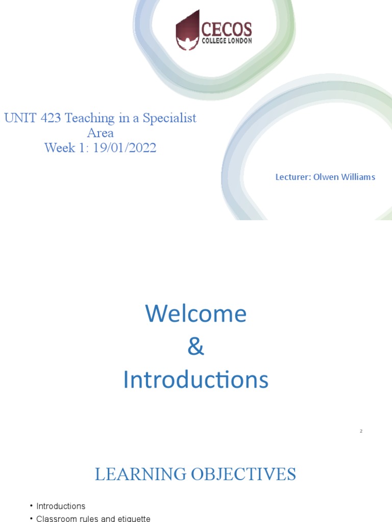 Week 2 Unit 423 | PDF | Curriculum | Learning