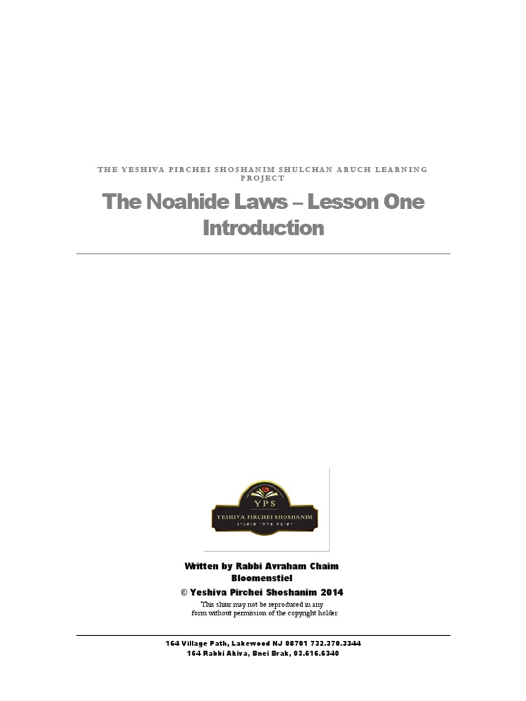 Lesson 01 - Introduction To Noahide Laws | PDF | Halakha | Jews And Judaism