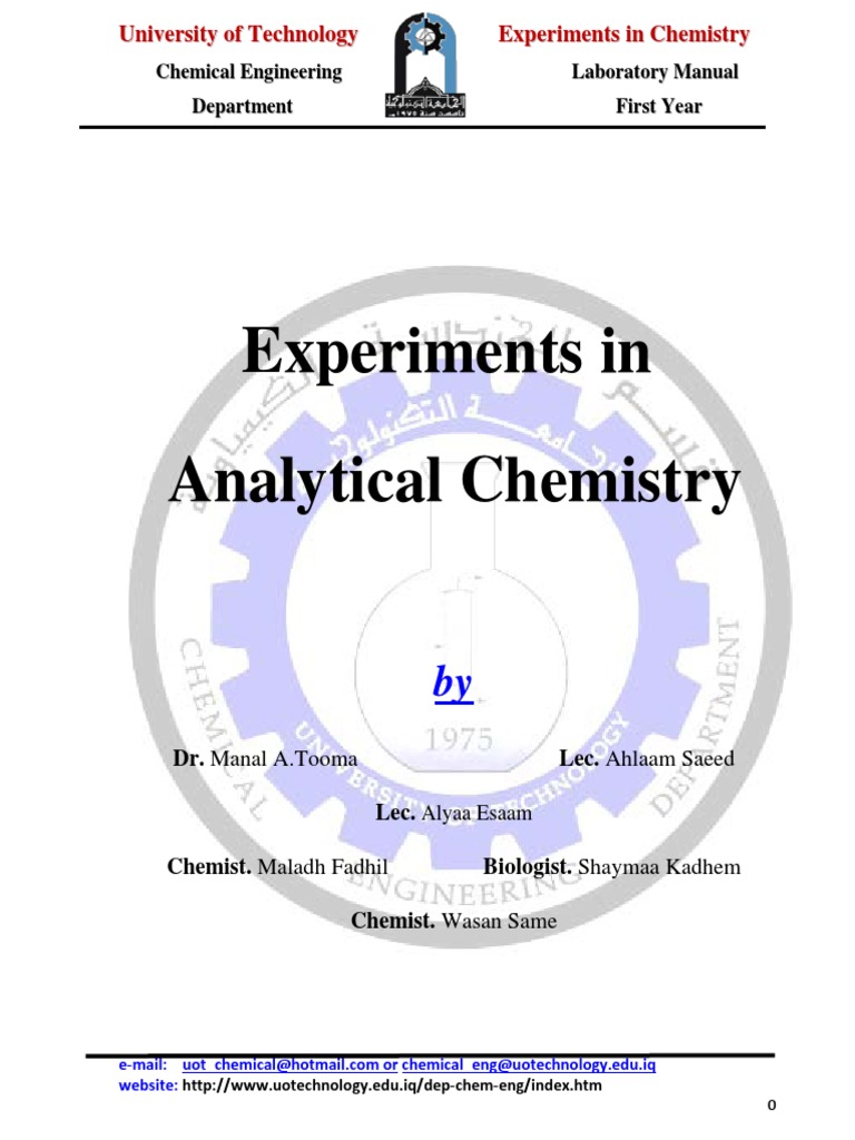Experiments in Analytical Chemistry | PDF | Chemistry | Titration