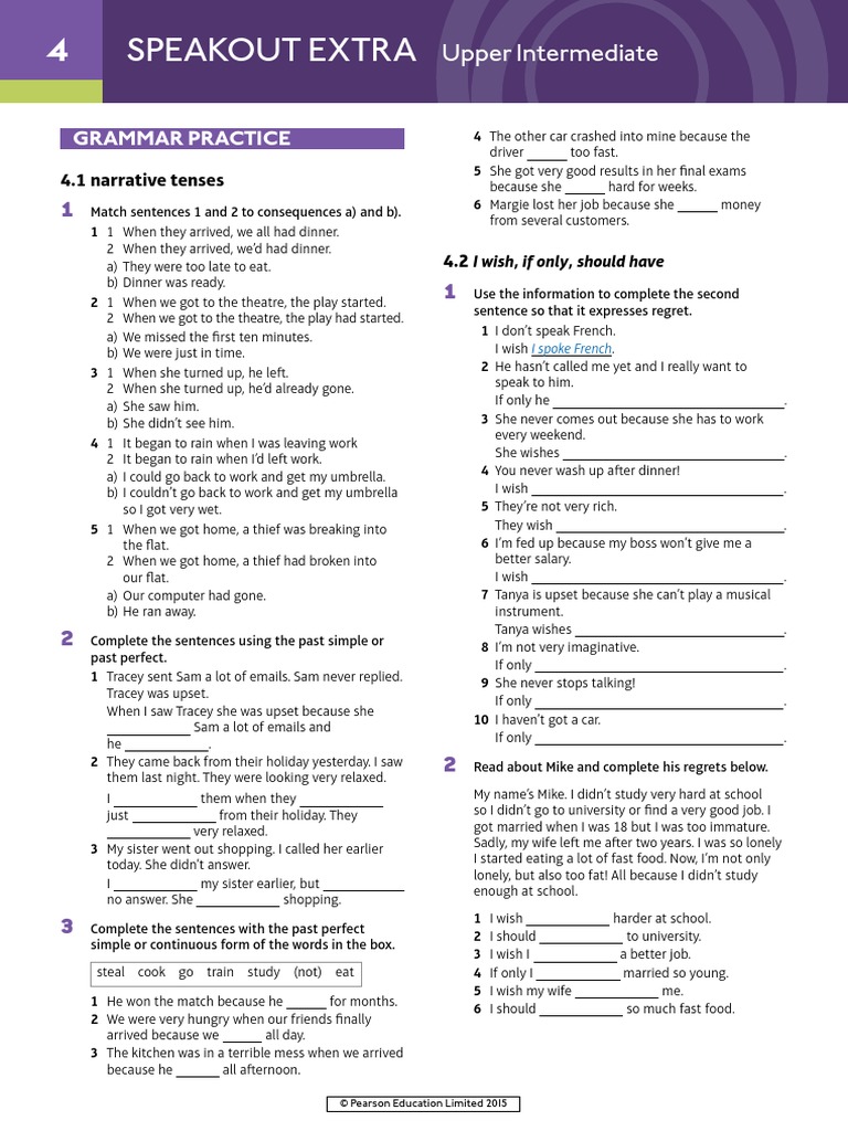 Speakout Grammar Extra Upper Intermediate Unit 4 | PDF